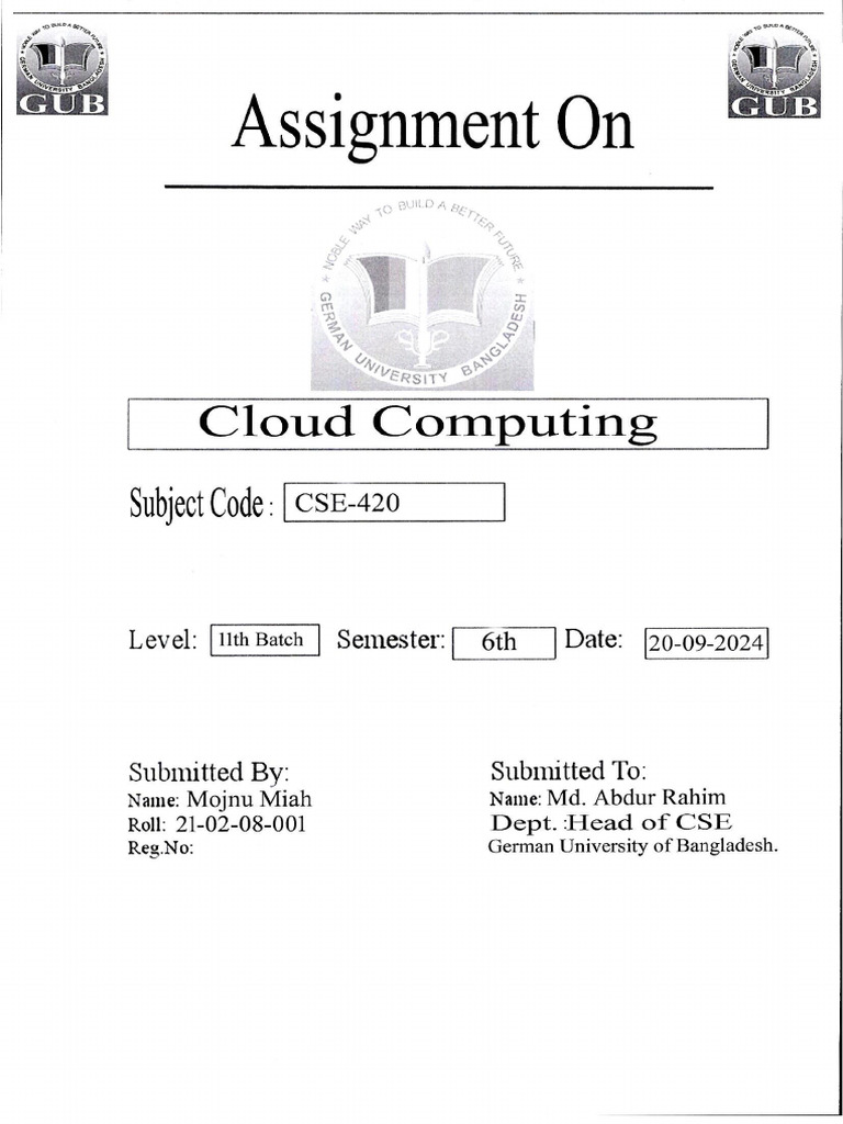 Assign. of Cloud Computing - Mojnu Miah | PDF