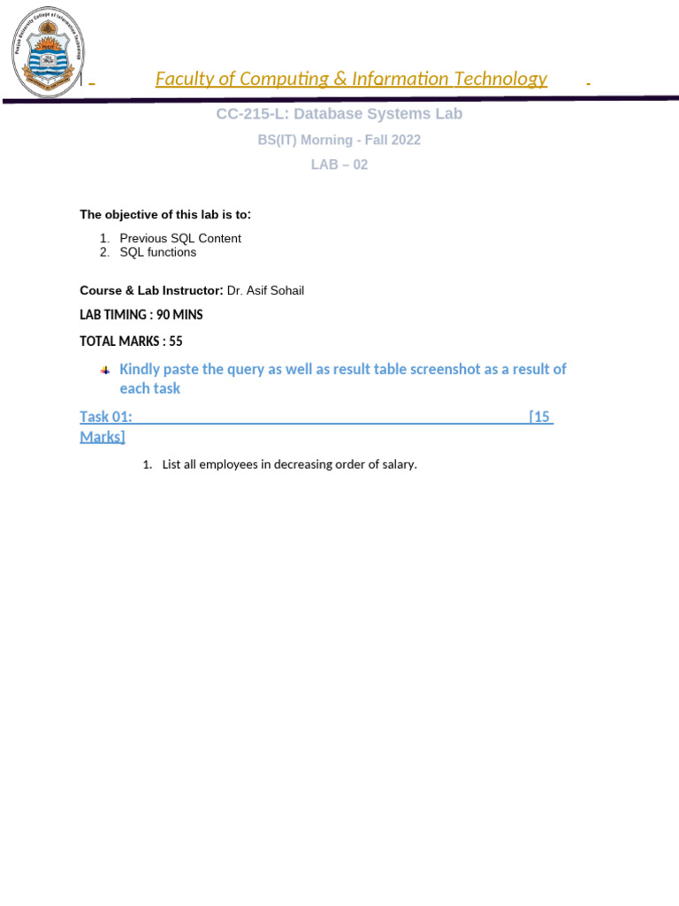 DBS ITF22 Lab - 02 | PDF