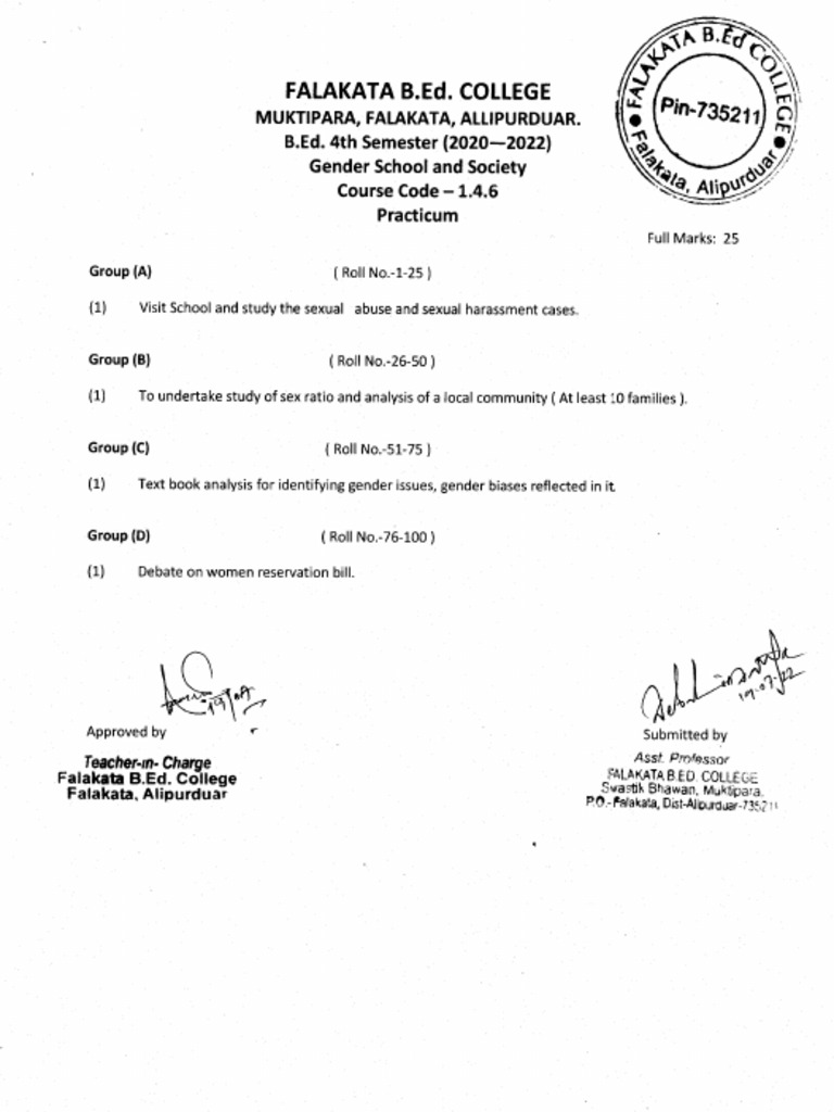 4th Sem Practicum Session 2020 2022 | PDF