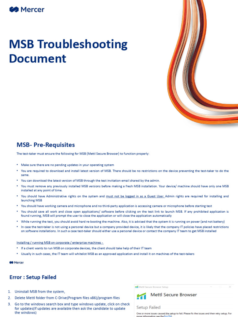 MSB Troubleshooting Document | PDF