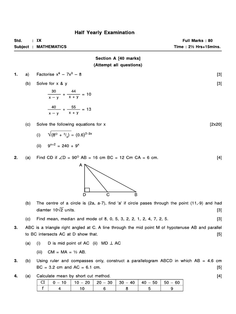 Icse Class 9 Hy Mathematics PRACTICE | PDF