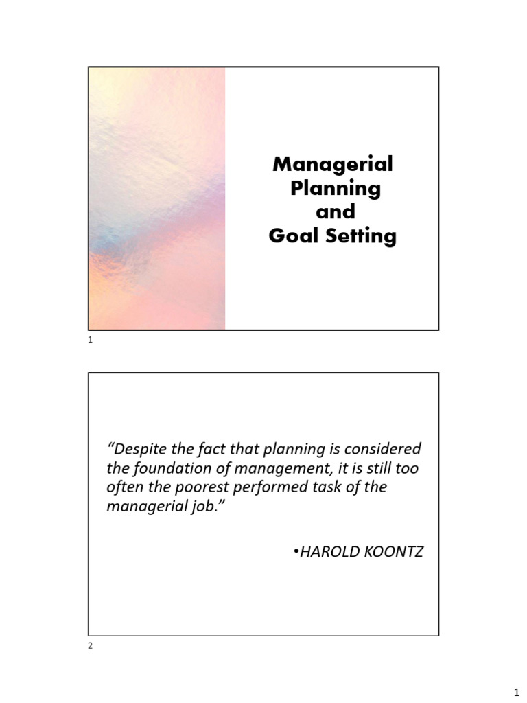 Managerial Planning and Goal Setting | PDF