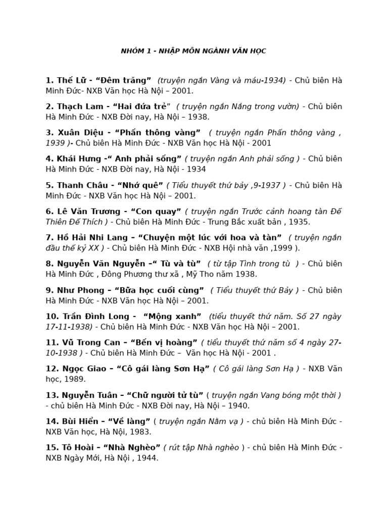 N1 - Nhập Môn Ngành Văn Học - ST6 | PDF