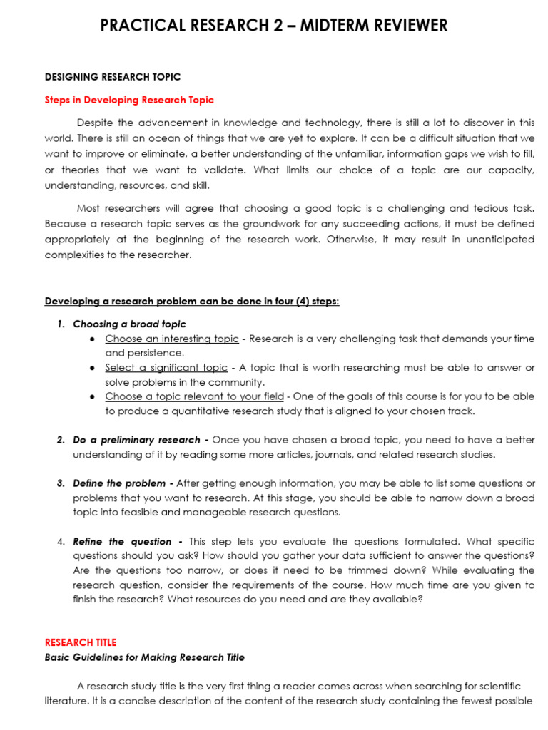 Practical Research 2 - Midterm Reviewer | PDF