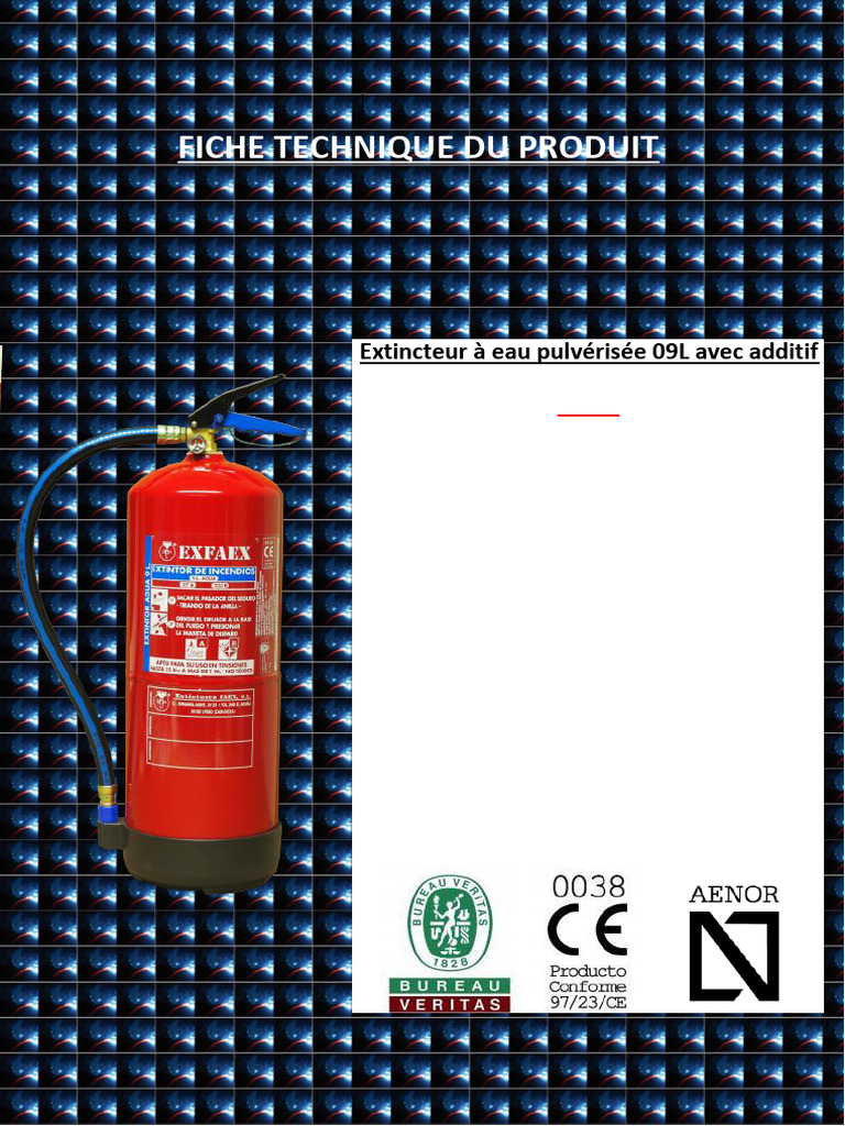 FT Extincteur À Eau Pulvérisée 09L Avec Additif | PDF