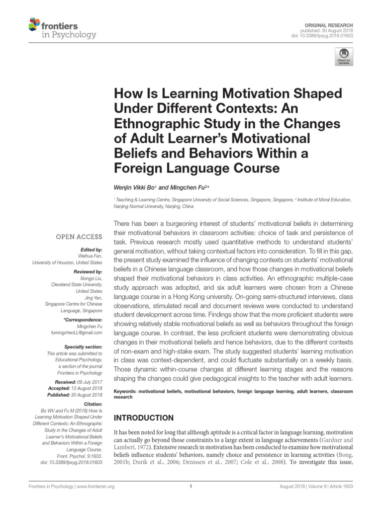 How Is Learning Motivation Shaped Under Different Contexts | PDF