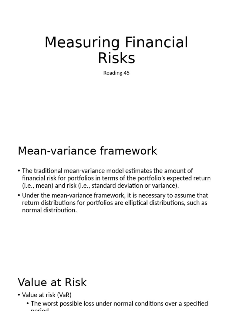 Measuring Financial Risks | PDF