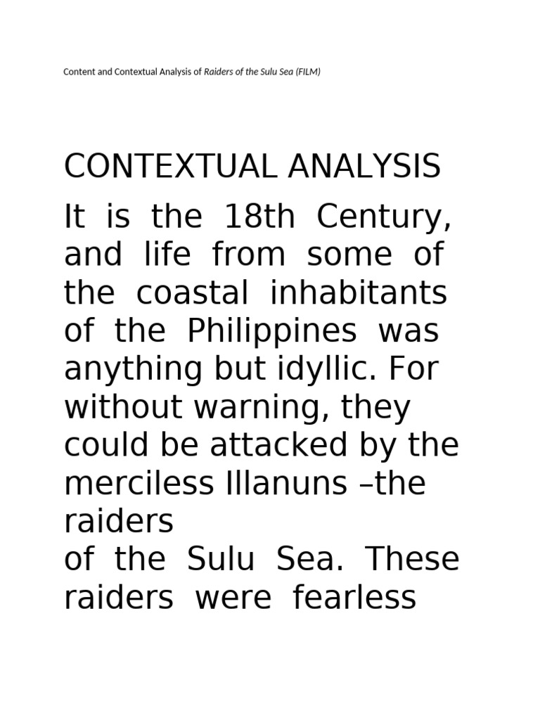 Content and Contextual Analysis of Raiders of The Sulu Sea | PDF