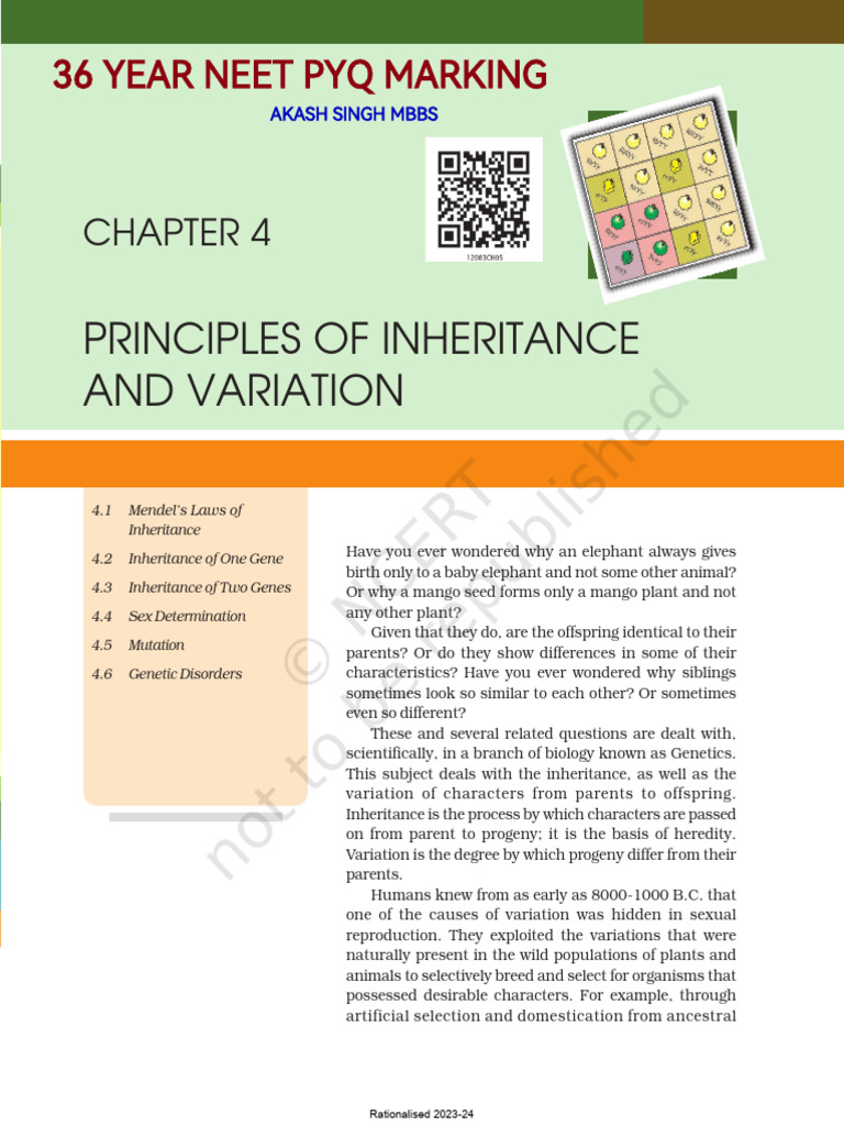 Principles of Inheritance and Variation | PDF