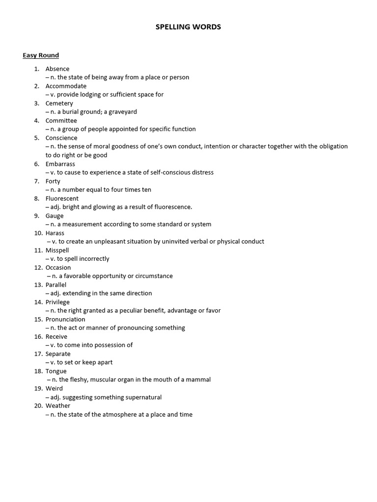 SPELLING-WORDS | PDF