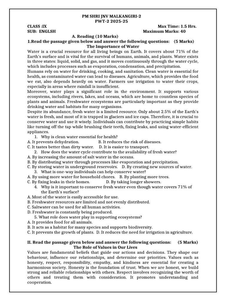 9TH Eng. PWT-2 24-25 | PDF