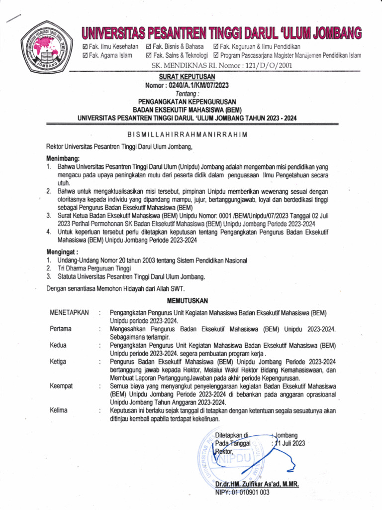 SK Bem Univ Tahun 2023 | PDF