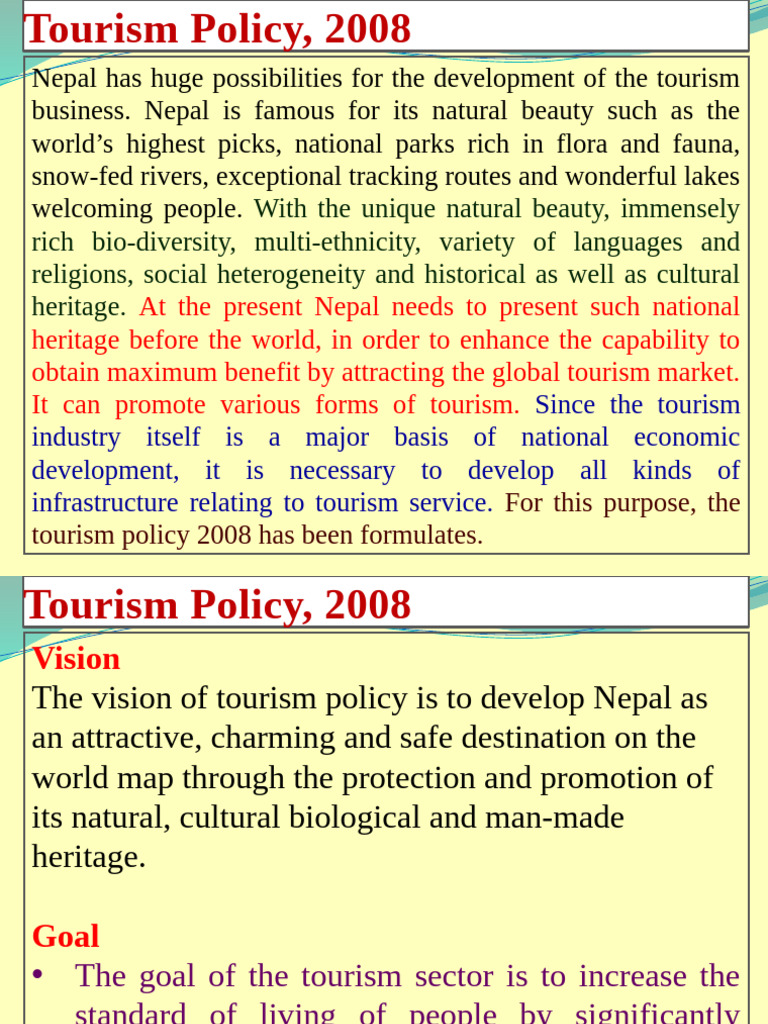 Tourism Policy 2008 | PDF