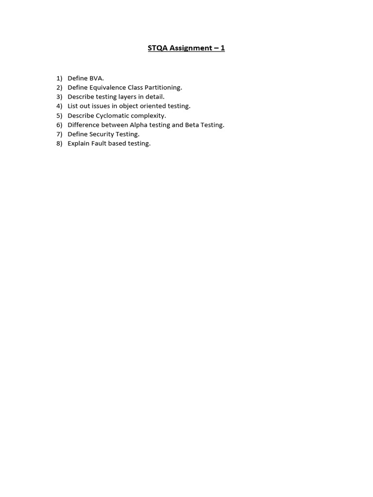 STQA Assignment 1 | PDF
