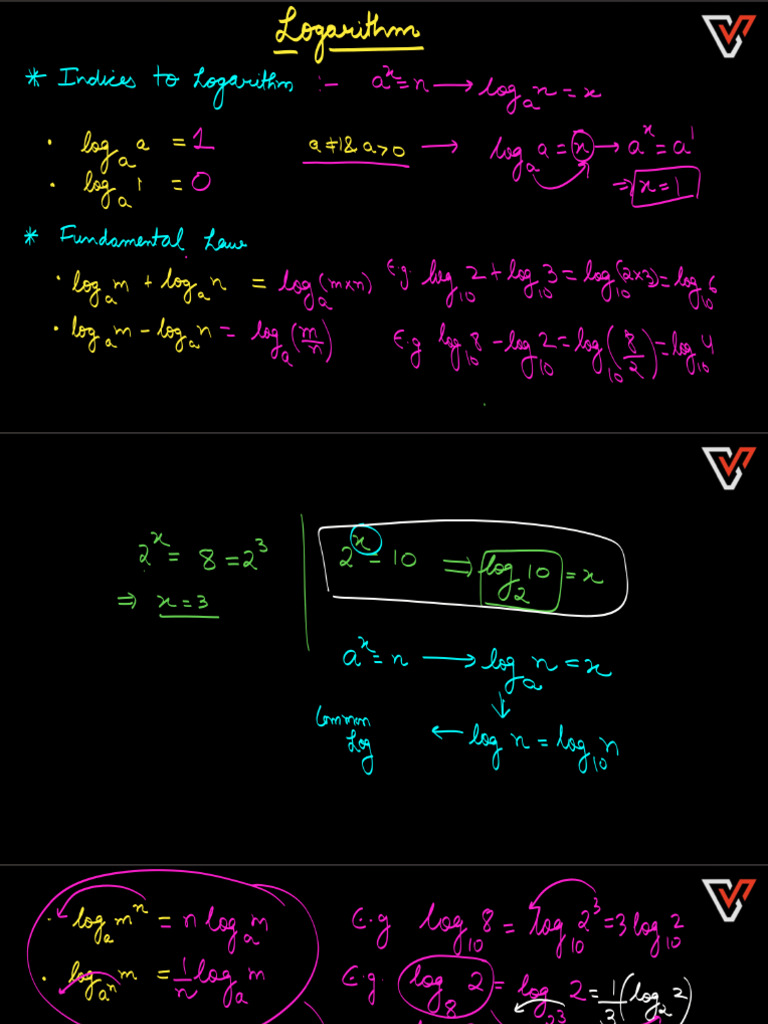 Logarithm 7 Important Formula Super Fast Revision | PDF