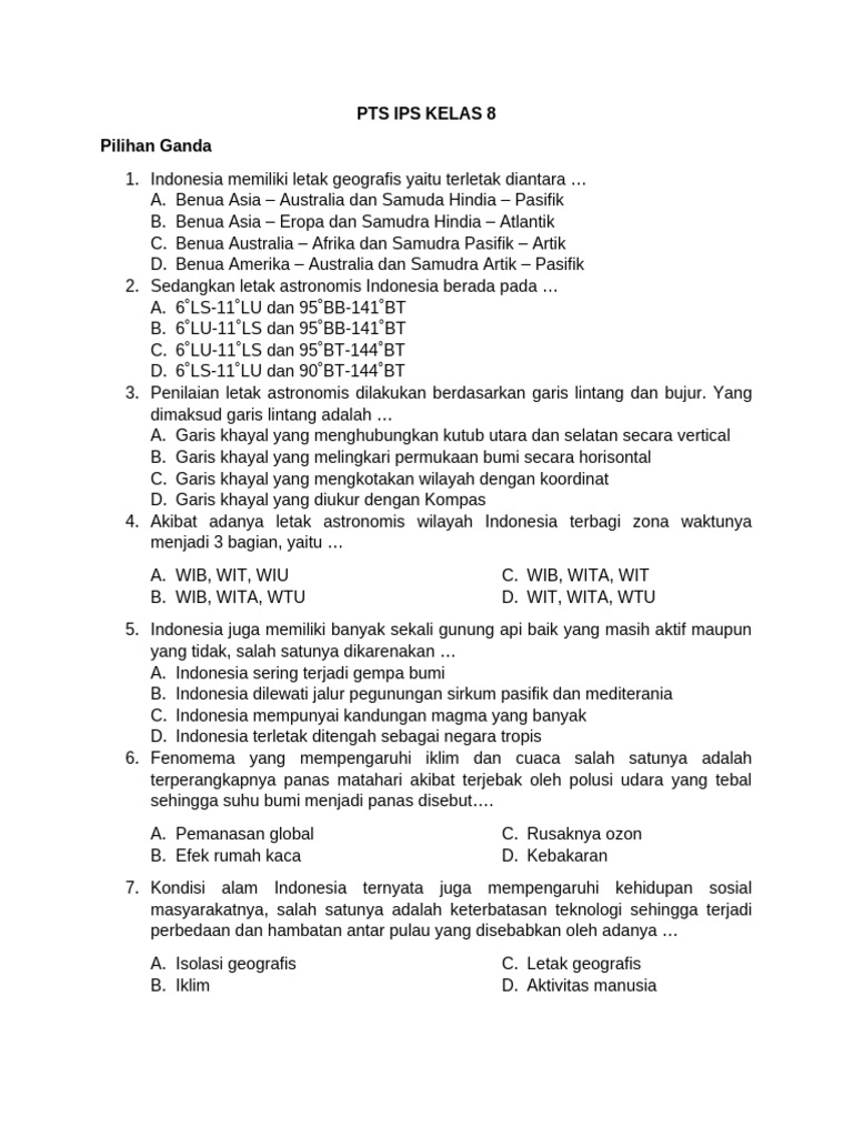 PTS Ips Kelas 8 | PDF