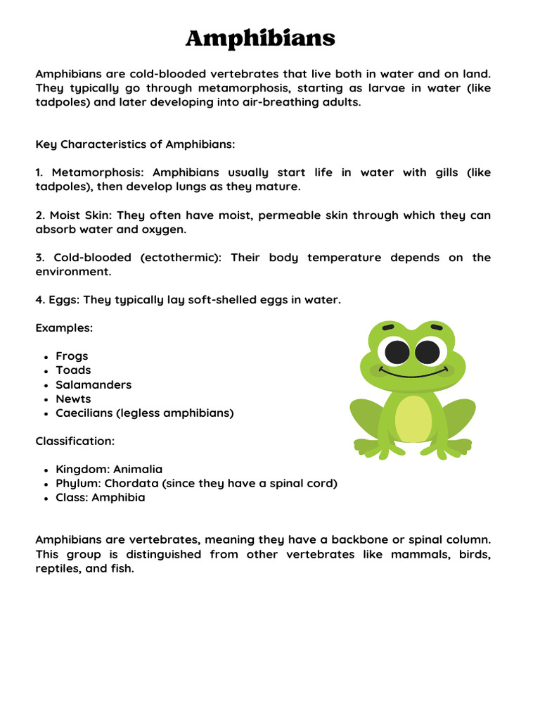 Amphibians Are Cold-Blooded Vertebrates That Live Both in Water and On ...