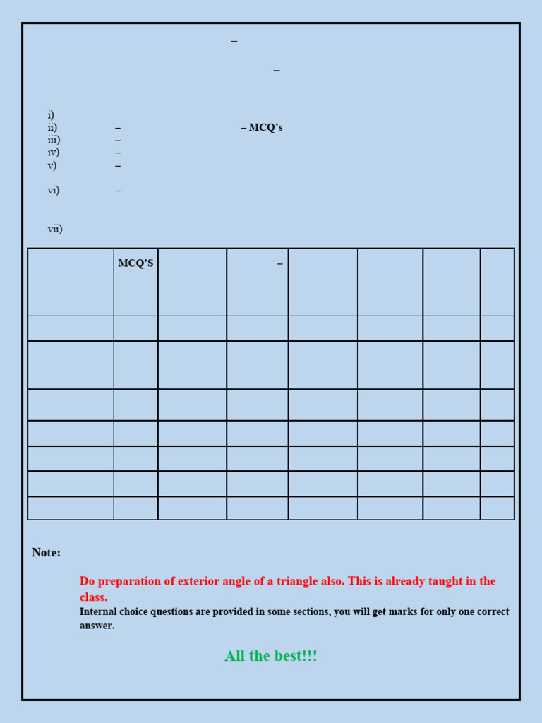 Term End Exam Question Paper Format (Vii) | PDF