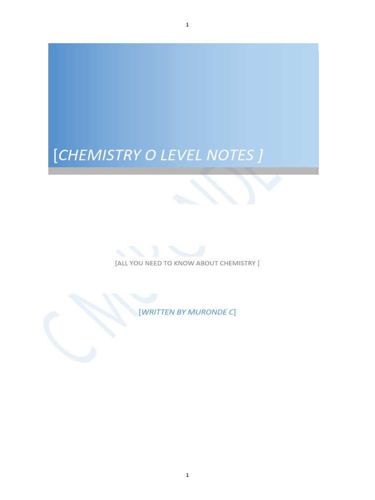 Chemistry o Level Notes | PDF