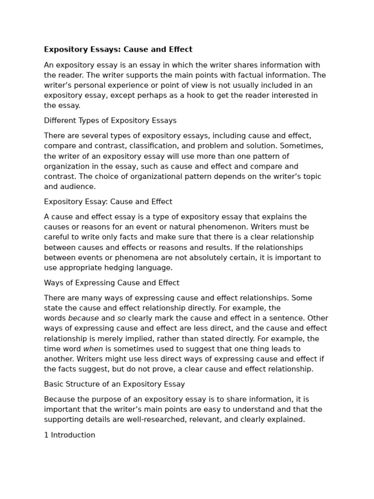 Expository Essays Cause and Effects | PDF | Essays | Ant