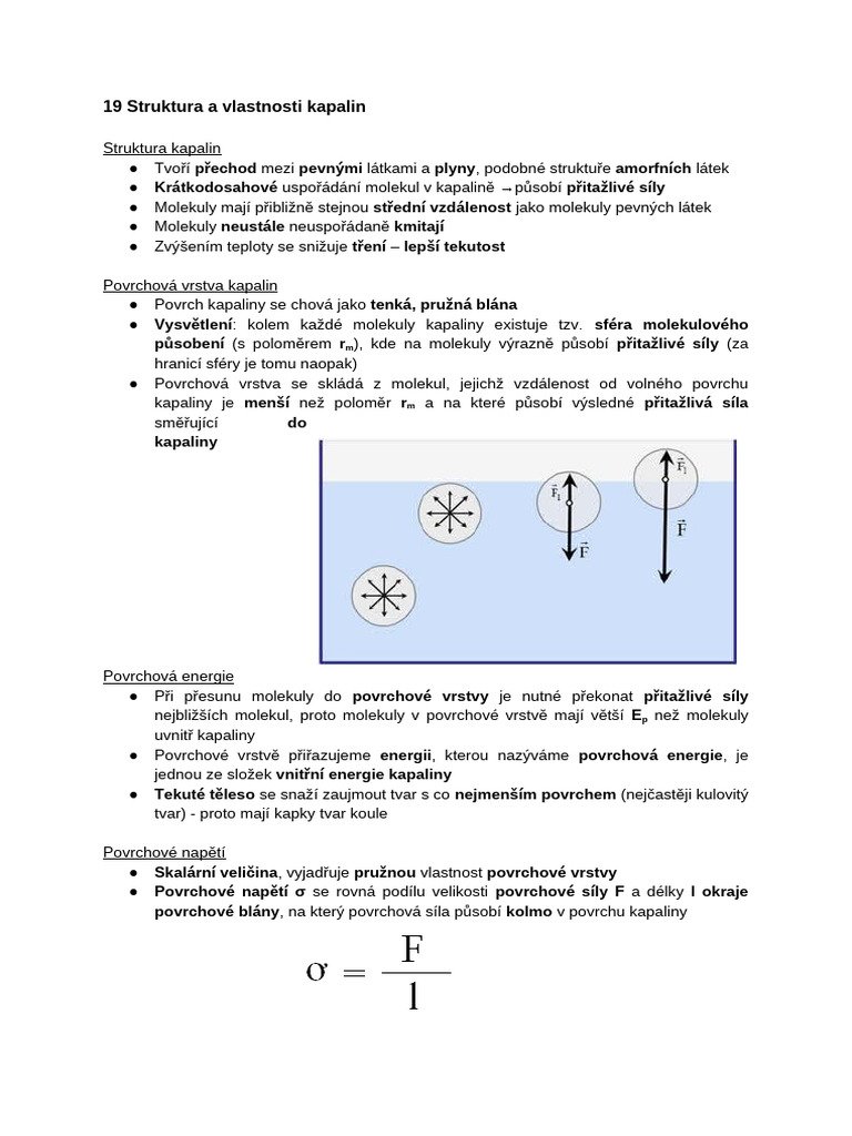 19 Struktura A Vlastnosti Kapalin | PDF