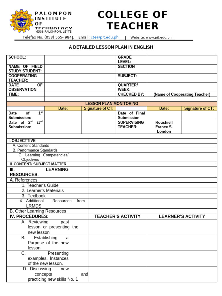 Lesson Plan Template | PDF