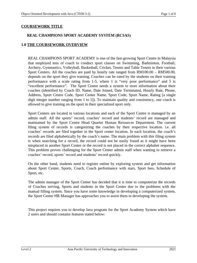 Apu2f2102 Oodj Assignmtquestion Pdf Object Oriented Programming Programming Paradigms