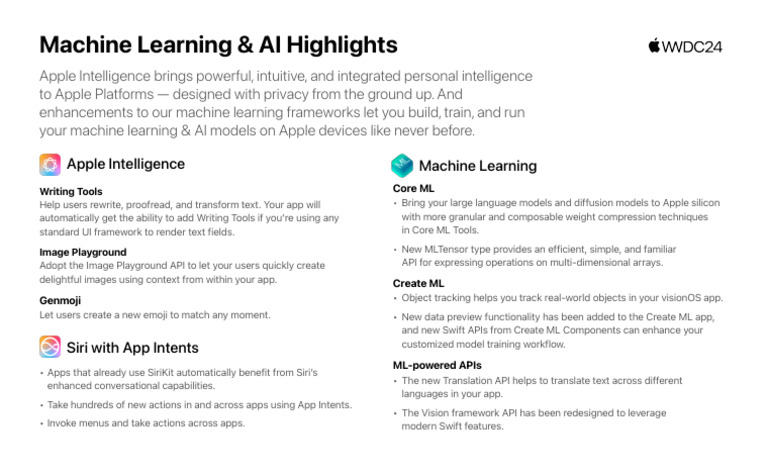 WWDC24 Machine Learning and AI | PDF