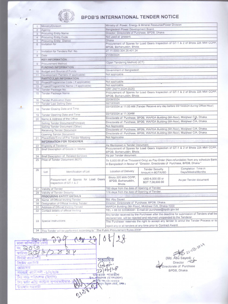 Tender - 20440 - 0 Load Gears | PDF
