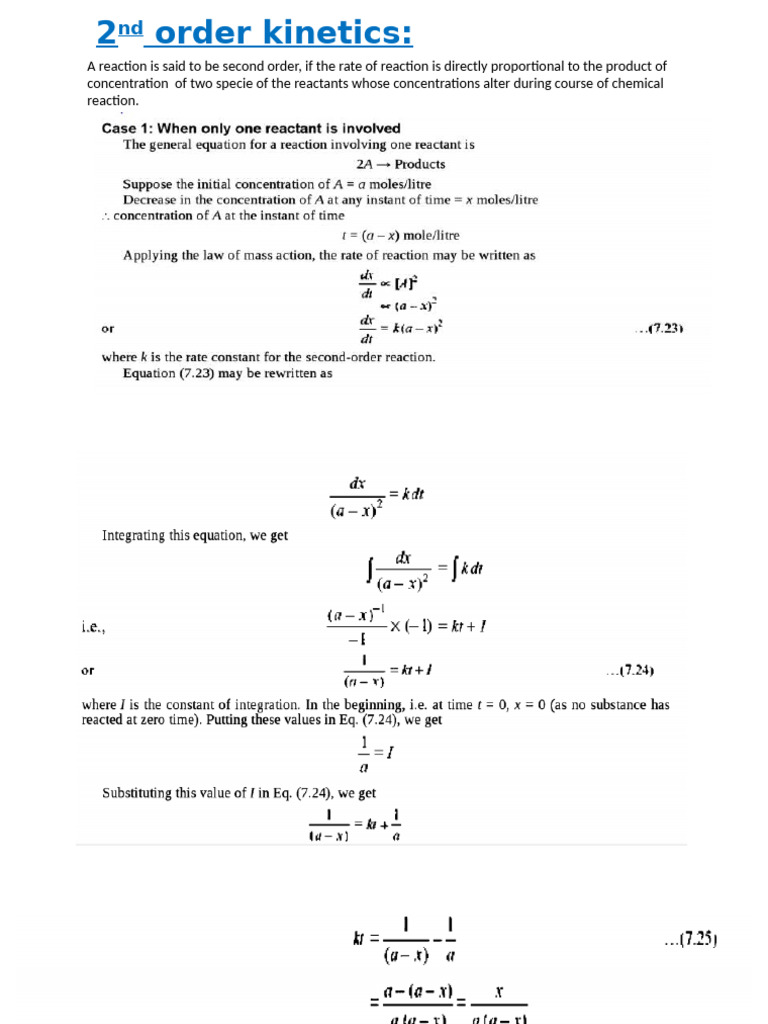 2nd Order Kinetics | PDF