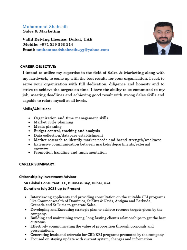 Resume Muhammad Shahzaib | PDF
