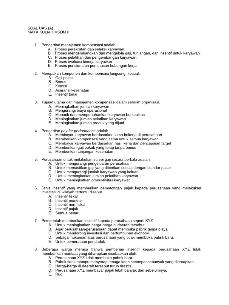 UAS MSDM II: Manajemen Kompensasi & Etika | PDF