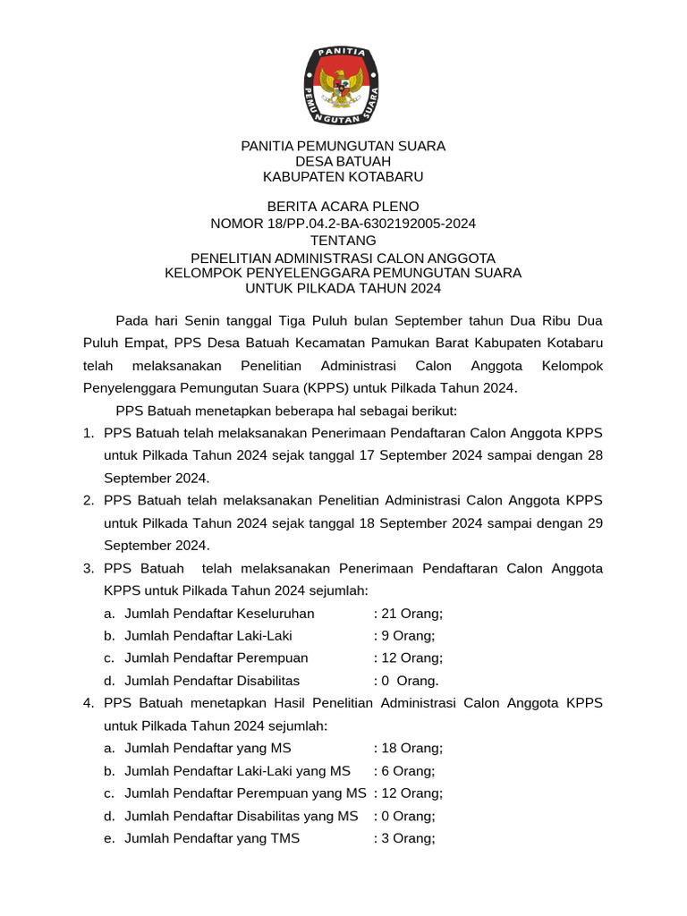 0 Berita Acara PPS Penelitian Administrasi KPPS | PDF