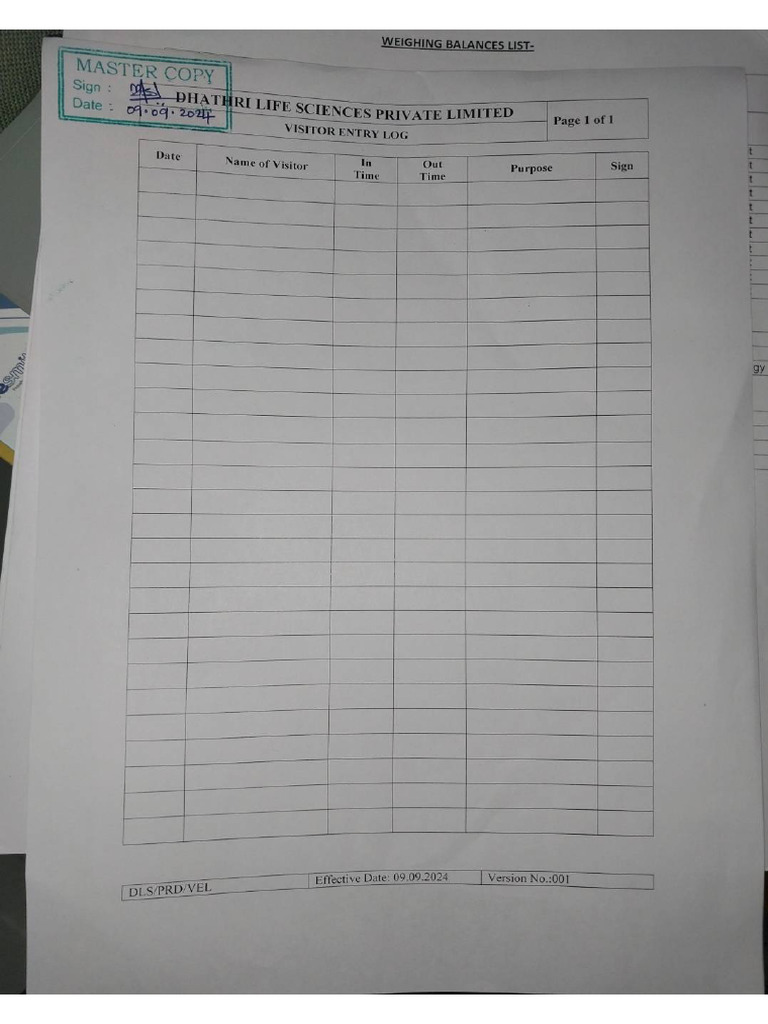 Visitor Entry Log | PDF