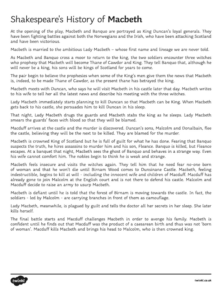 Shakespeares History of Macbeth | PDF