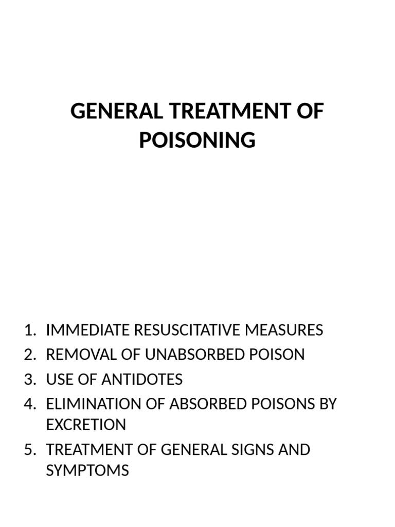 General Treatment of Poisoning | PDF