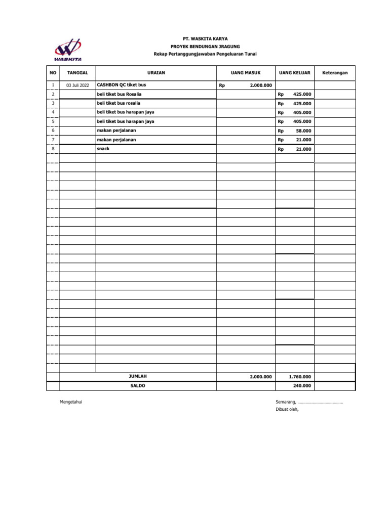 Rekap PTJ Tiket BUS | PDF