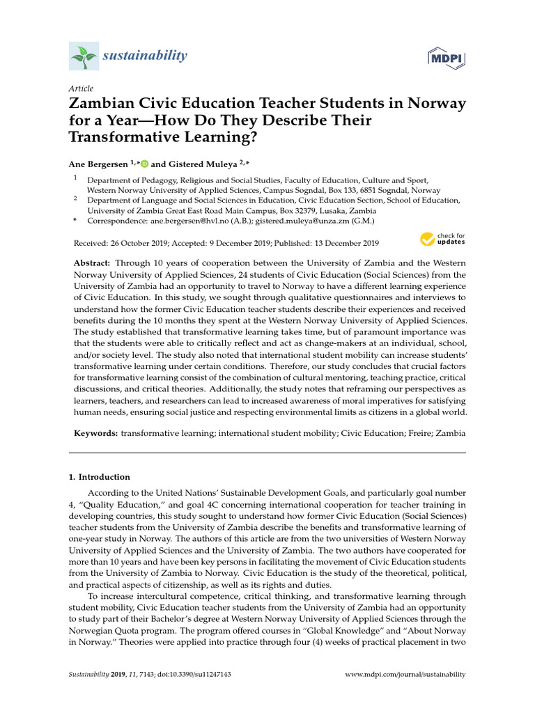 Education Teacher Students How Do They Describe Their Transformative Learning | PDF