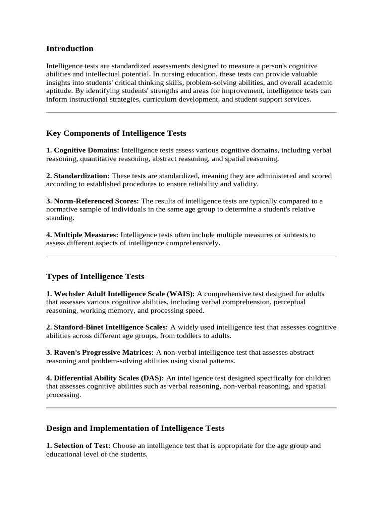 22 Intelligence Test | PDF