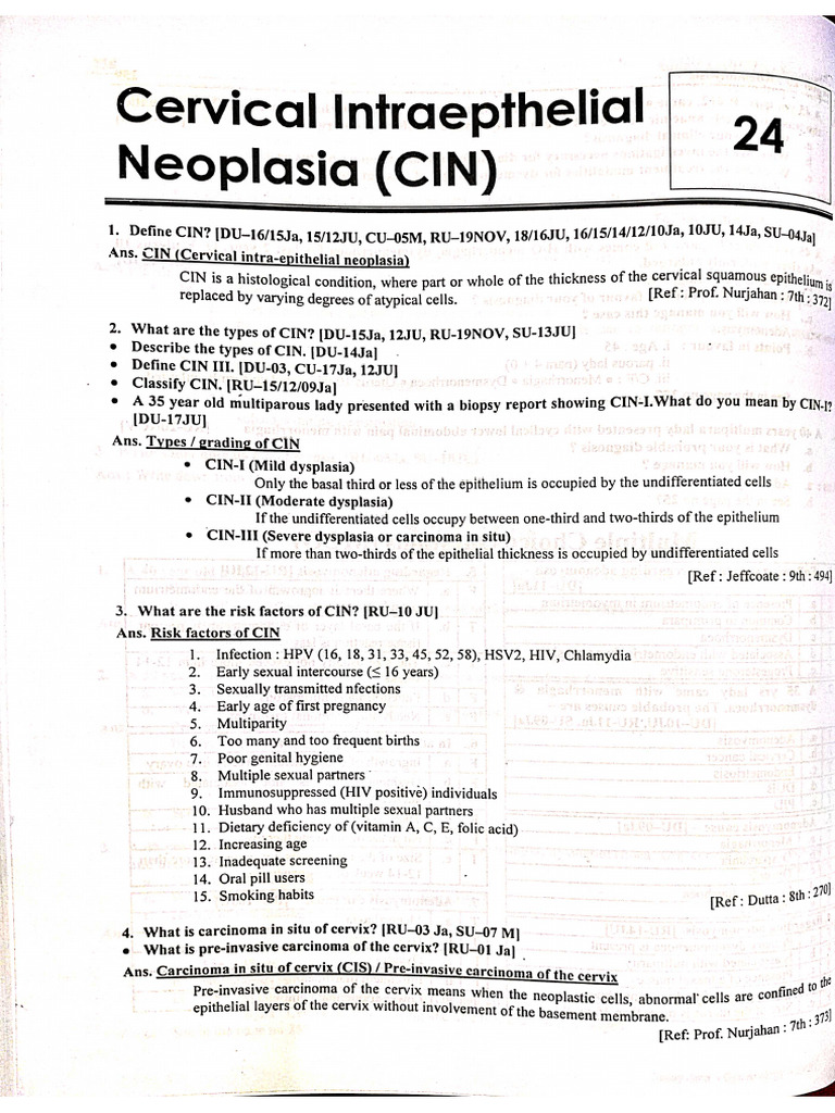 CIN Ca Cervix Endometrial Ca | PDF