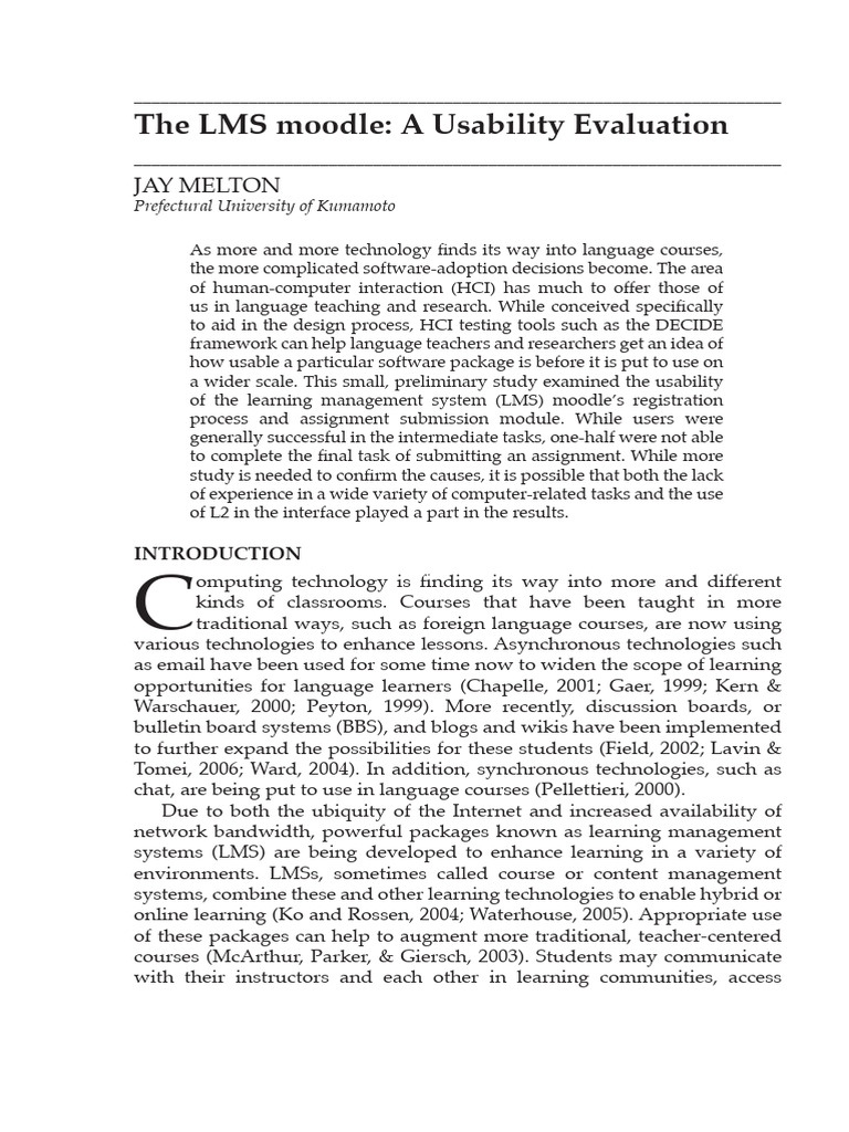 The Lms Moodle A Usability Evaluation | PDF