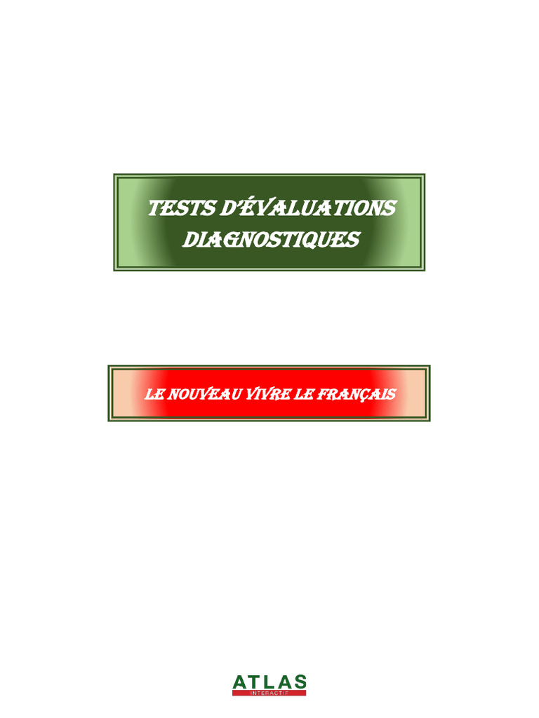 Tests D'évaluations Diagnostiques | PDF | French Conjugation | Linguistics