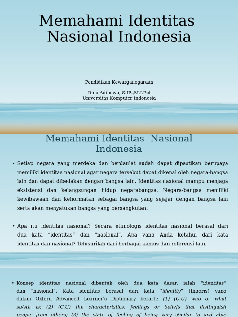 Memahami Identitas Nasional Indonesia (Slide 2) | PDF