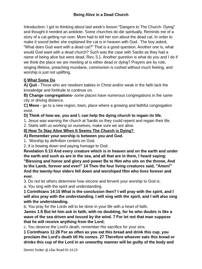 Reviving a Dying Church | PDF | Prayer | Jesus