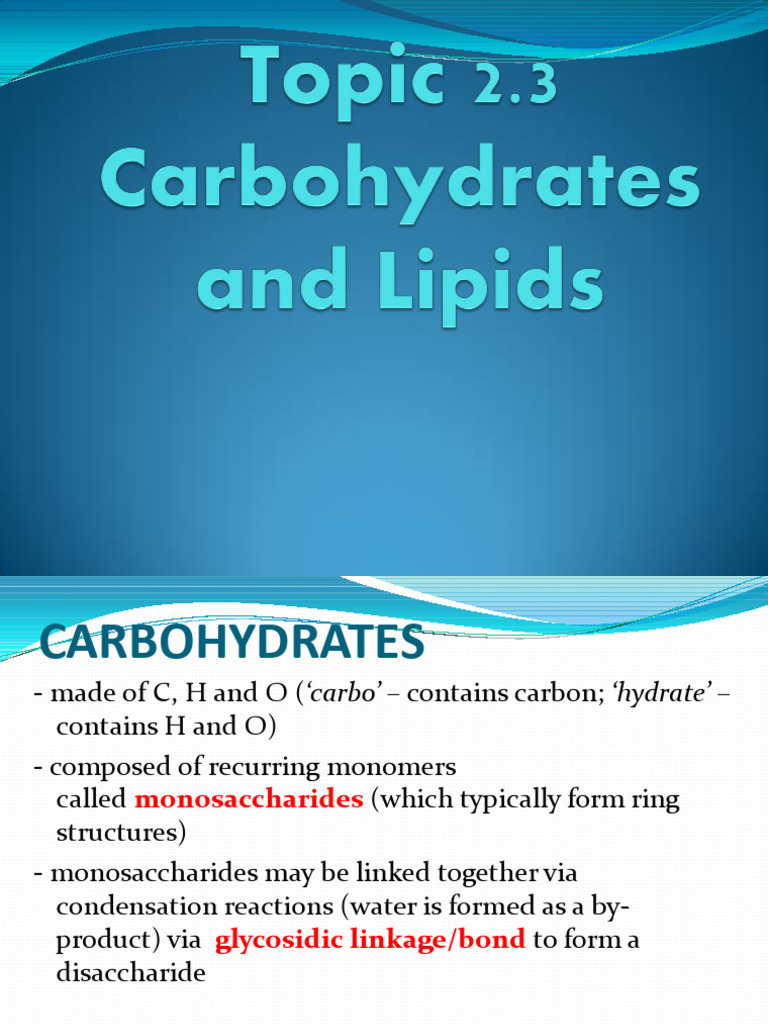 Carbohydrates and Lipids | PDF