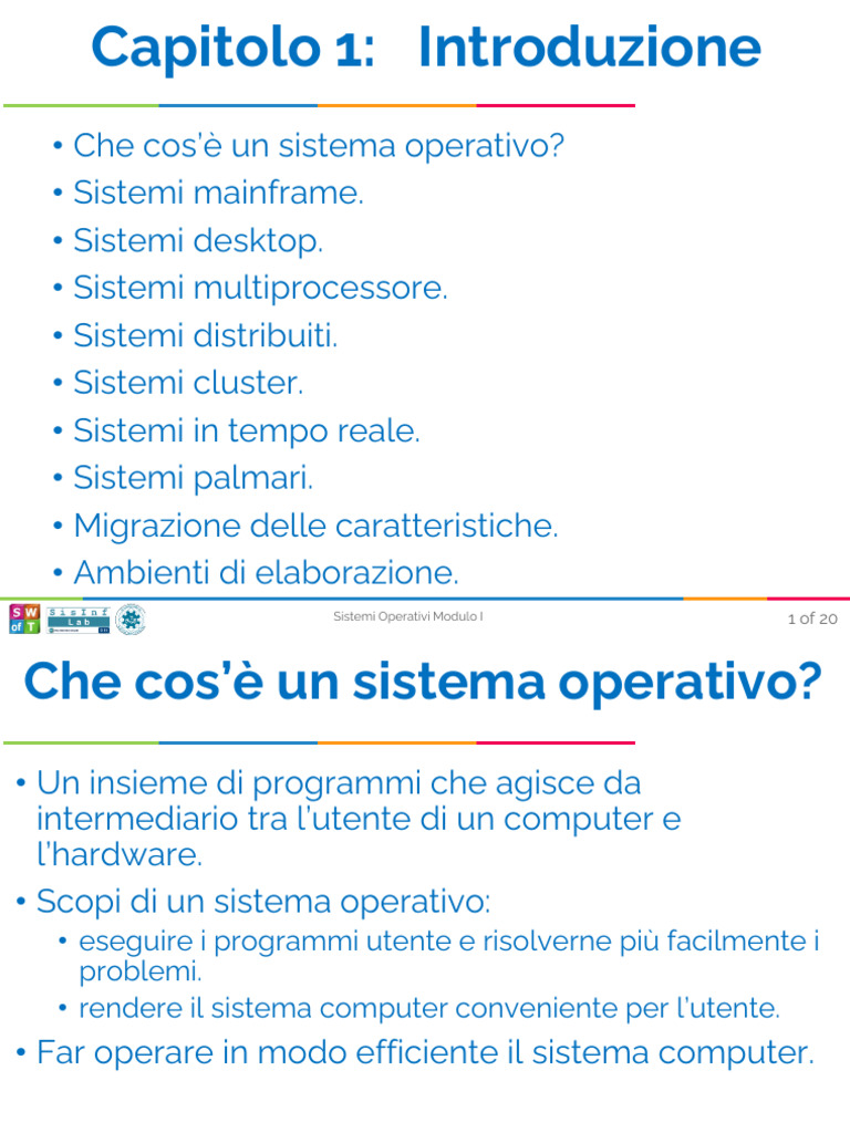 Capitolo 1 Sistemi Operativi Michele Ruta | PDF
