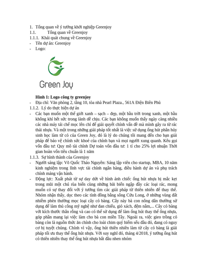 Giới thiệu về dự án Greenjoy | PDF