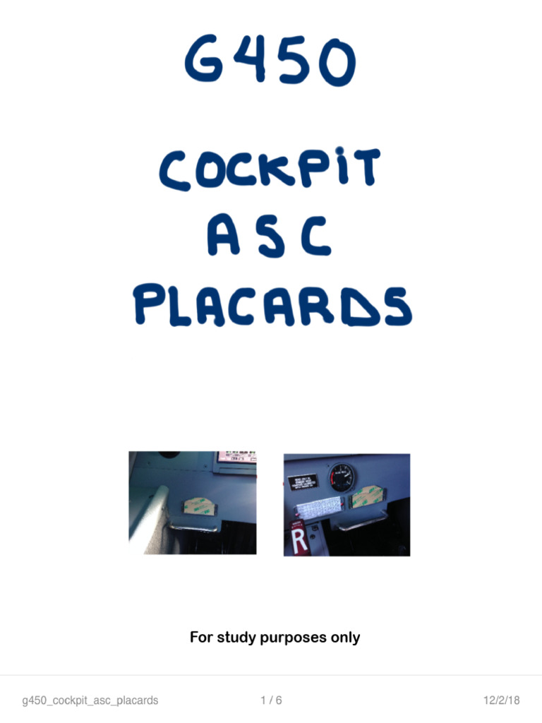 g450 Cockpit Asc Placards | PDF
