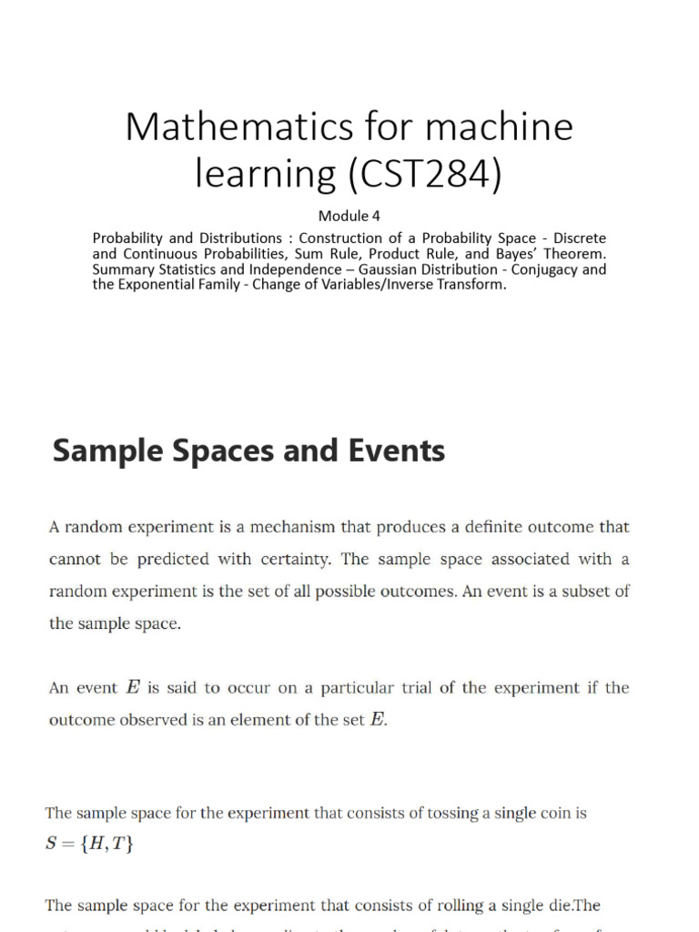 Mathematics For Machine Learning (CST284) 4 TH Module | PDF