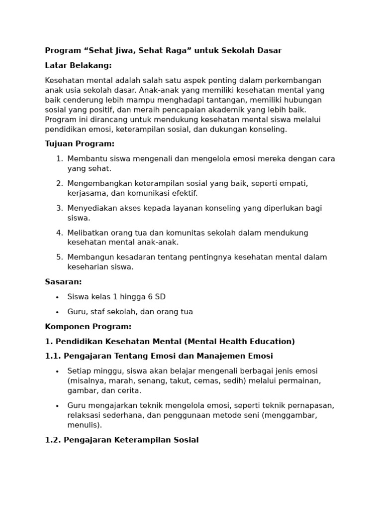 Program Kesehatan Mental | PDF